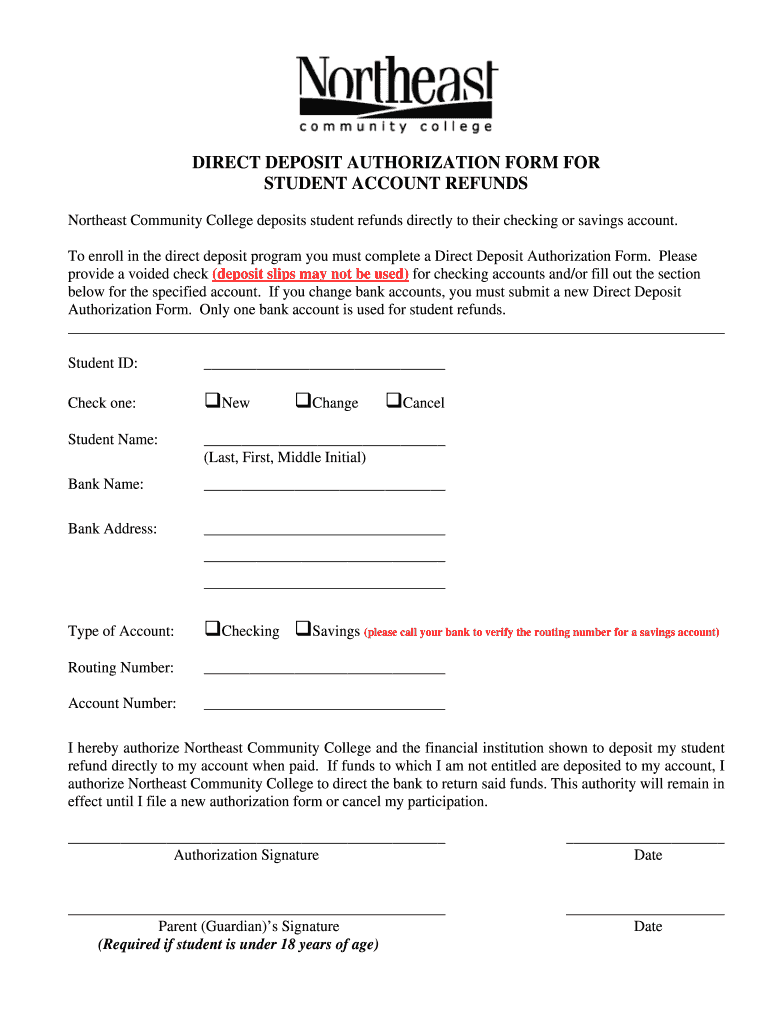 Fillable Online Direct Deposit Authorization Form Fax Email Print - pdfFiller