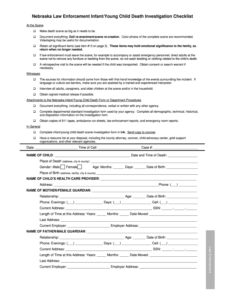 Fillable Online Infant/Young Child Death Investigation Fax Email Print ...