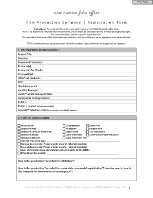 Fillable Online Film Production Company Registration Form - the New ...