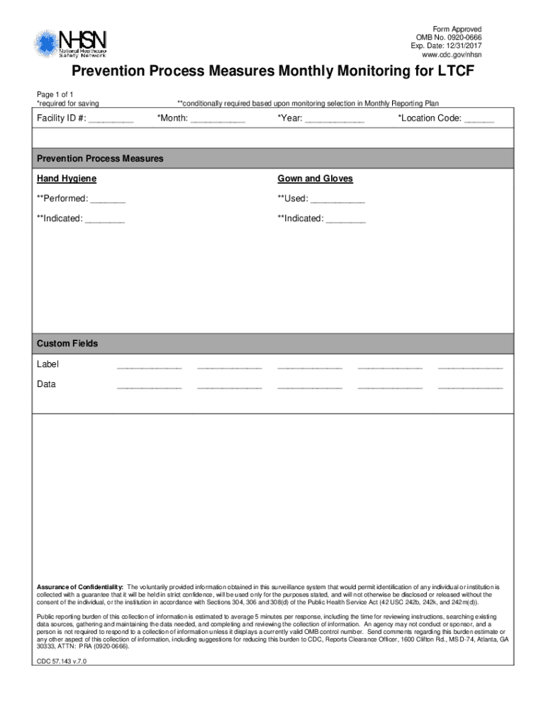 57 143 Prevention Process Measures Monthly Monitoring for LTCF: Fill ...