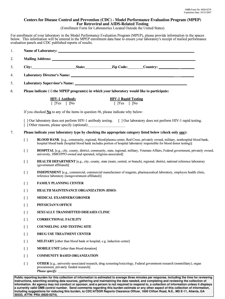 Fillable Online Model Performance Evaluation Program (MPEP) Enrollment ...