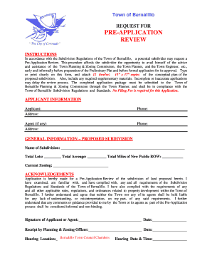 Fillable Online Request for Pre-Application Review - Town of Bernalillo ...
