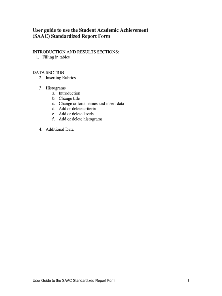 User guide to the Student Academic Achievement (SAAC) Standardized ...
