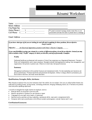 Fillable Online cnm Resume Worksheet.pub - Central New Mexico Community ...