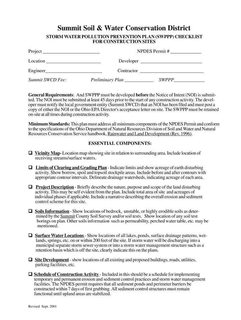 Fillable Online Storm Water Pollution Prevention Plan (SWPPP) Checklist ...