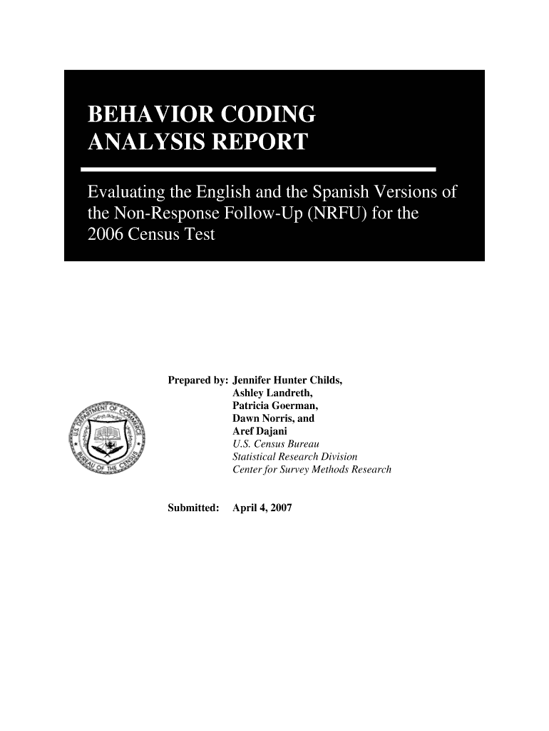Behavior Coding Analysis Report Evaluating The English And The Fill