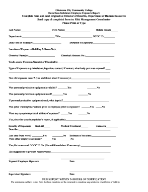 Fillable Online occc Hazardous Substance Employee Exposure Report ...