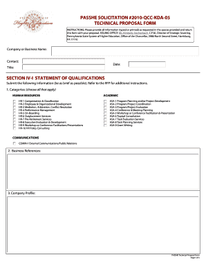Fillable Online passhe 2010-QCC-KDA-05 Technical Proposal Form.pdf - State System of ... Fax ...