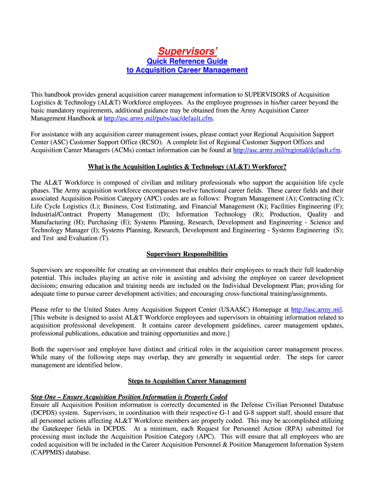 To Acquisition Career Management: Fill out & sign online | DocHub