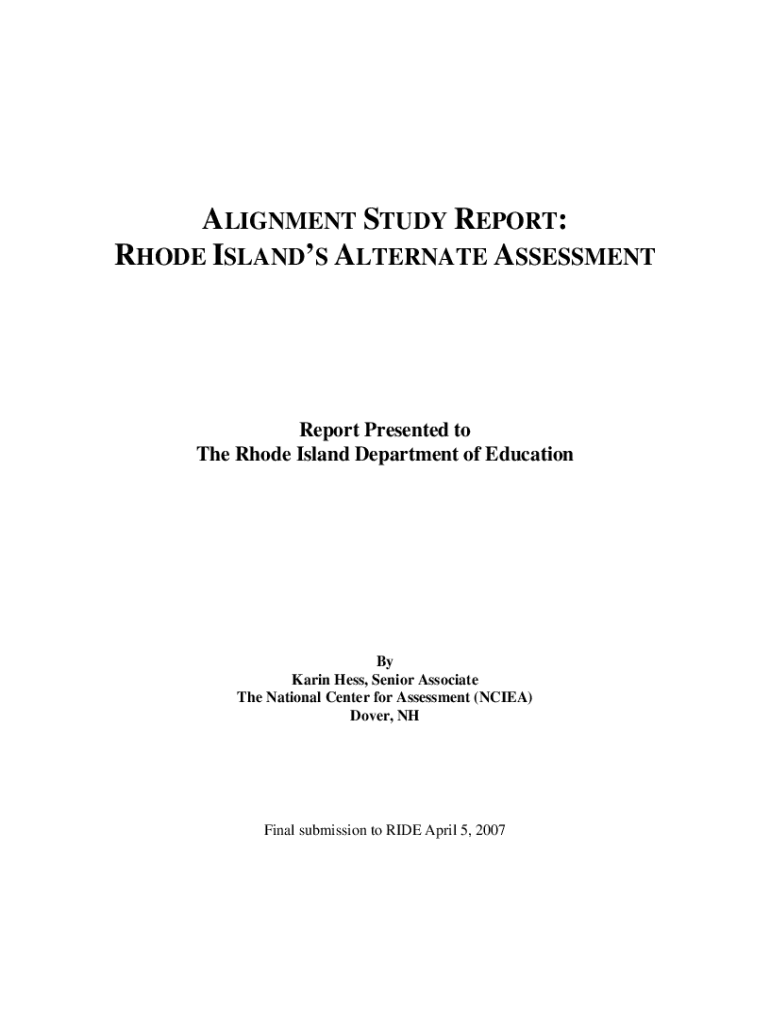 Alignment study report - Rhode Island Department of Education - RI: Fill out & sign online | DocHub
