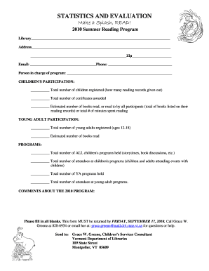 Fillable Online libraries vermont EVALUATION FORM - Vermont Department ...