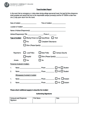 Fillable Online tcc Travel Incident Report Form Fax Email Print - pdfFiller