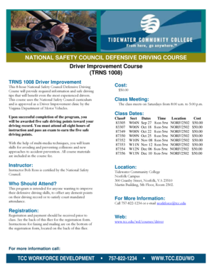 Fillable Online tcc NATIONAL SAFETY COUNCIL DEFENSIVE DRIVING COURSE ...