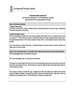 Fillable Online epa wa gov Appendix I - Environmental offsets reporting ...
