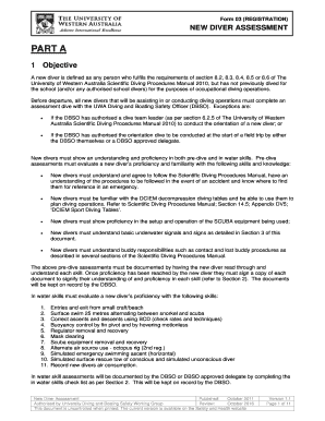 Fillable Online Form 03 Registration-new diver assessment - Safety and ...