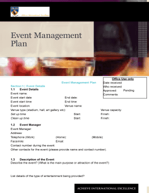 Fillable Online Event Management Plan PDF File, 638.2 KB Fax Email ...