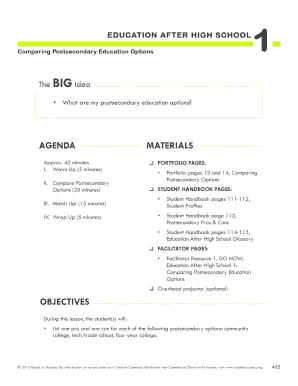 Education After High School - Fill and Sign Printable Template Online