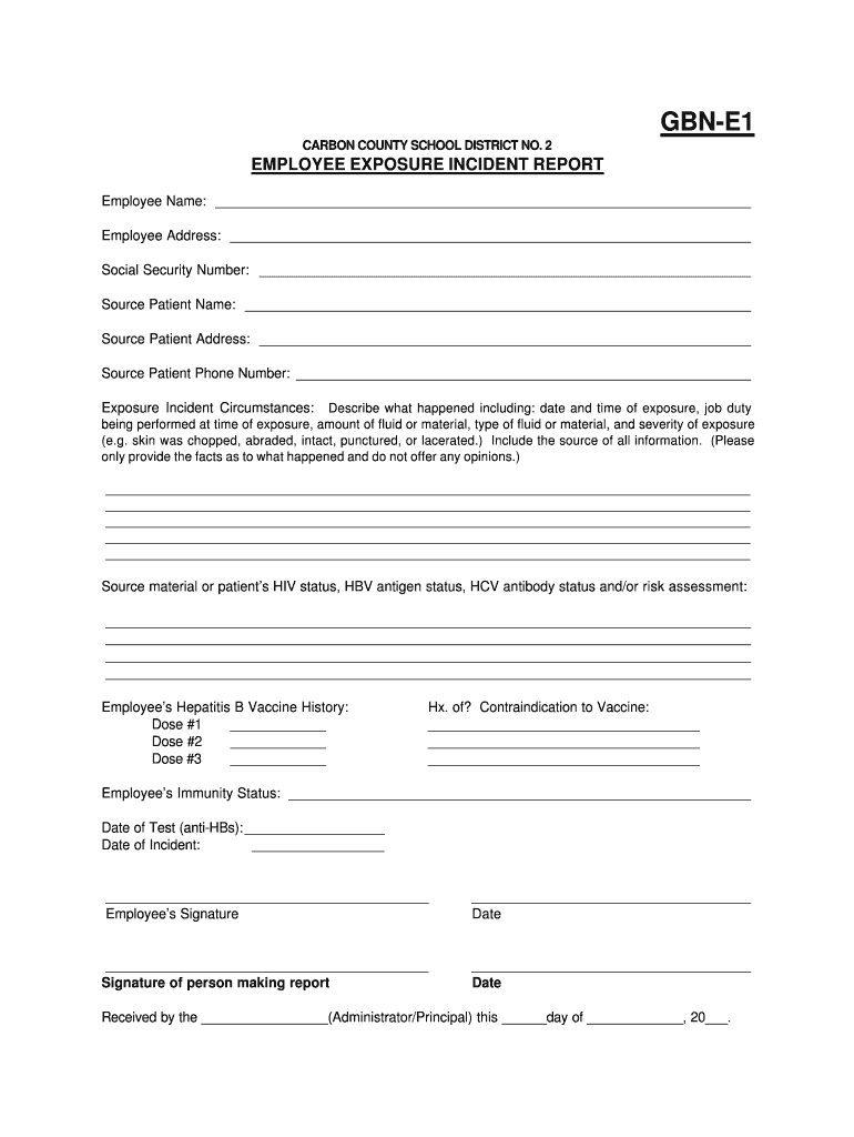 Fillable Online Employee Exposure Incident Report Fax Email Print ...