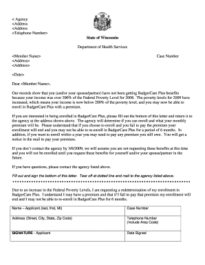 Fillable Online dhs wisconsin Letter to BC+ Members/Applicants ...