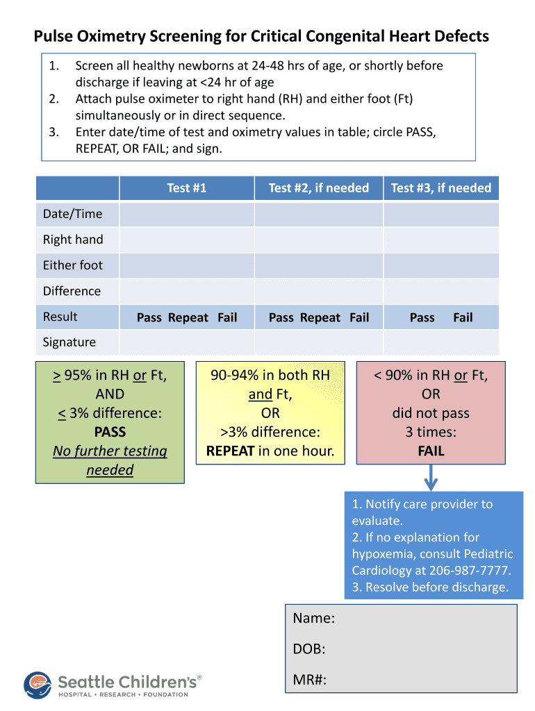 Fillable Online Pulse Oximetry Screening for Critical Congenital Heart ...
