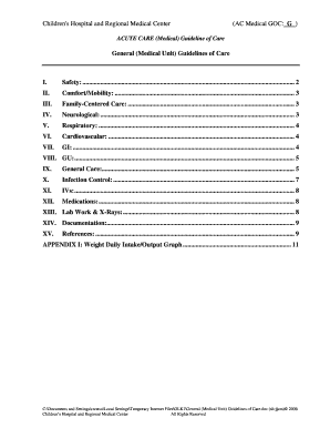 Fillable Online General Medical Unit Guidelines of Care.doc Fax Email ...
