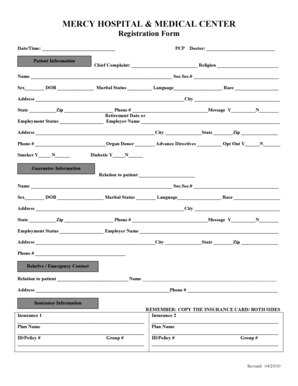 Fillable Online Registration Form - Mercy Hospital & Medical Center Fax Email Print - pdfFiller