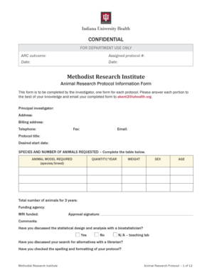 Fillable Online iuhealth Animal Research Protocol Information Form - IU ...