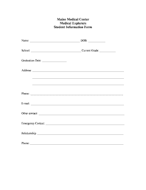 Fillable Online mmc Maine Medical Center Medical Explorers Student ...