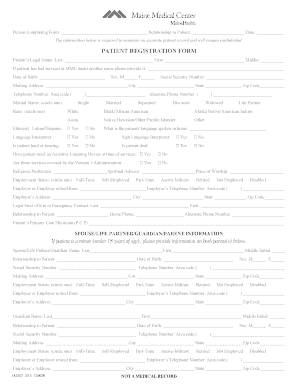 Fillable Online mmc PATIENT REGISTRATION FORM - mmc Fax Email Print ...