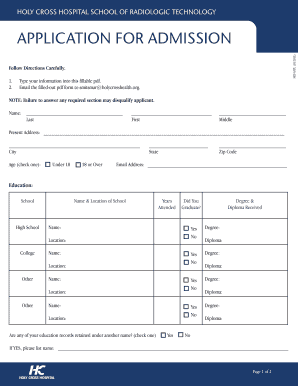 Fillable Online HCH School of Rad Tech Application PDF version 2 Fax ...