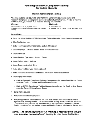Fillable Online Johns Hopkins HIPAA Compliance Training Fax Email Print ...