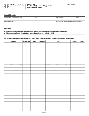 Fillable Online mayo MGS Ph.D. Degree Program Form - MC5999-22 - Mayo ...