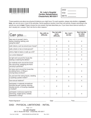 Fillable Online Physical Limitations - Initial 0612.pmd - St. Luke's ...