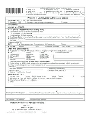 Fillable Online PretermUndelivered Admission Orders 0511pmd Fax Email ...