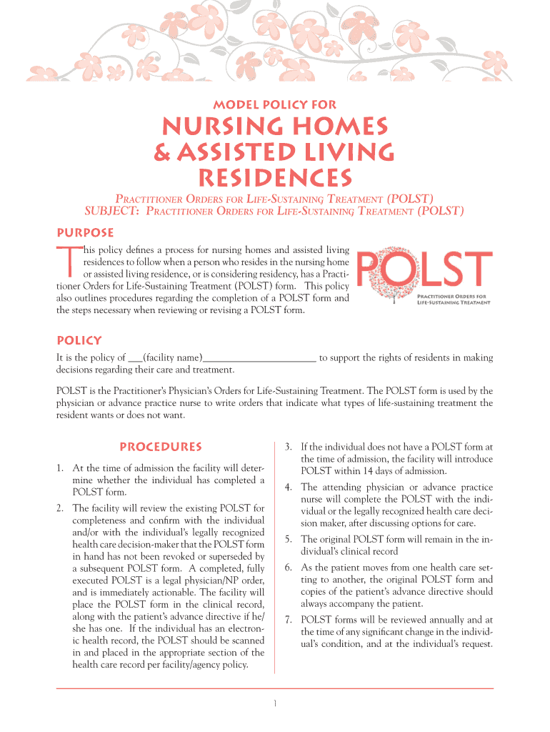 Fillable Online PRACTITIONER ORDERS FOR LIFE-SUSTAINING TREATMENT ...