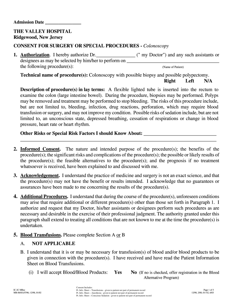 Colonoscopy consent form: Fill out & sign online | DocHub