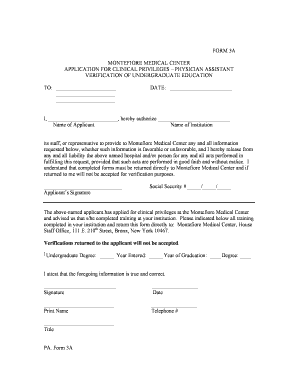 Fillable Online montefiore FORM 3A MONTEFIORE MEDICAL CENTER ...