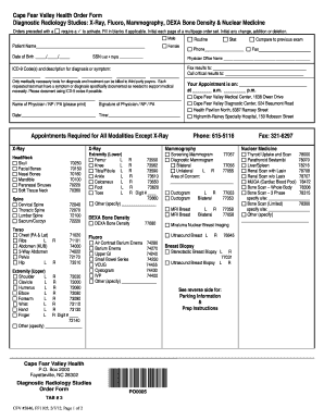 Fillable Online Diagnostic Radiology Order Form - Cape Fear Valley ...