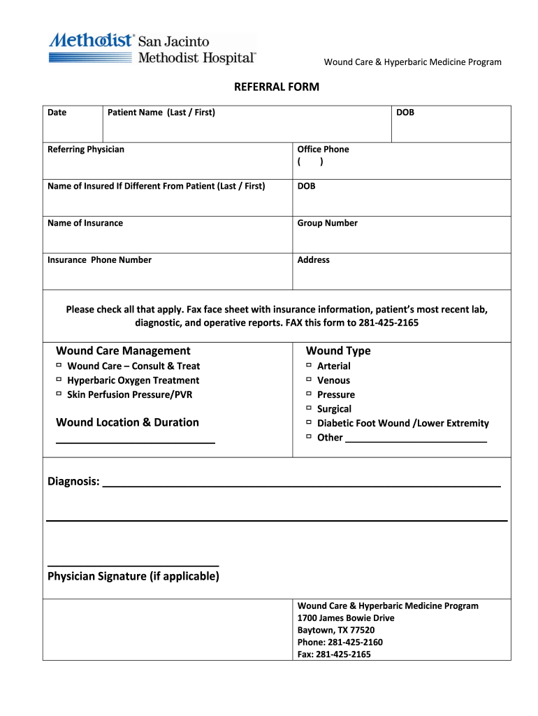 Methodist Hospital Referral Form - Fill and Sign Printable Template ...