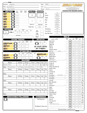 Fillable Online Star Wars Character Form 1.51 Revised Edition Fax Email ...