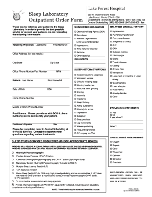 Fillable Online lfh Sleep Laboratory Outpatient Order Form - Lake ...