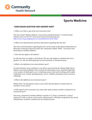 Fillable Online CONCUSSION QUESTION AND ANSWER SHEET Fax Email Print ...