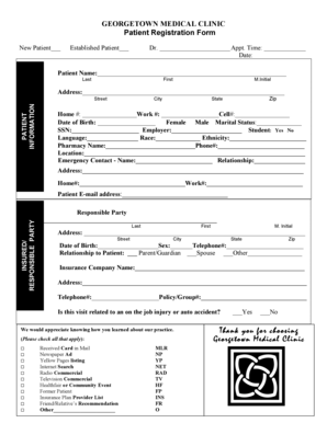 Fillable Online Pat. RegistrationRev2-10-1 - Georgetown Medical Clinic ...