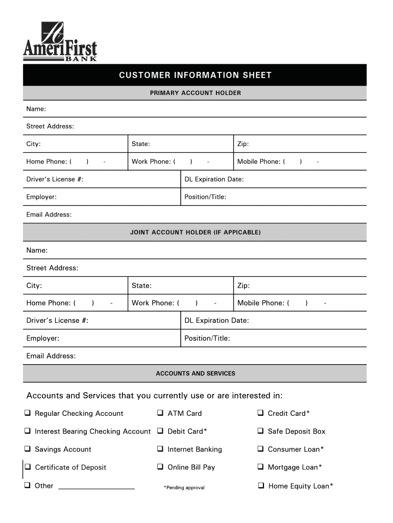 CUSTOMER INFORMATION SHEET: Fill out & sign online | DocHub