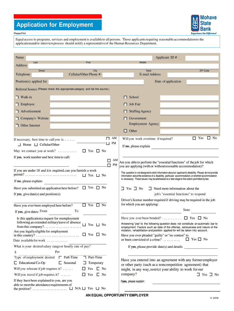Fillable Online Employment Application Form Fax Email Print - pdfFiller