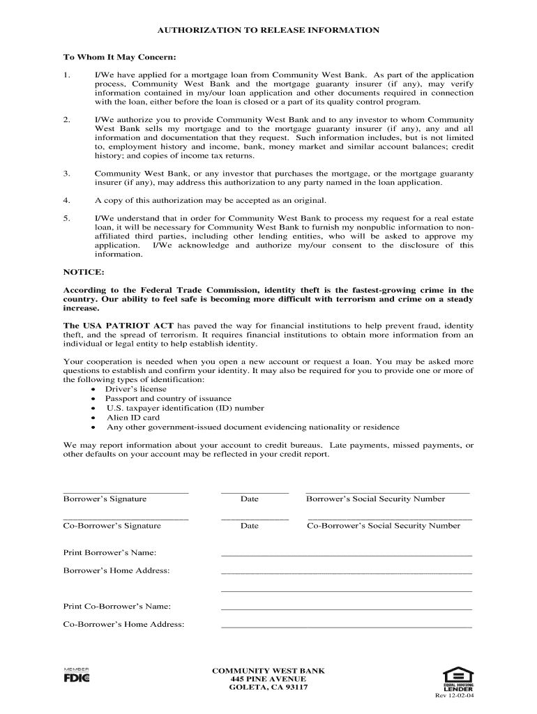 Fillable Online Authorization to Release Information Fax Email Print ...