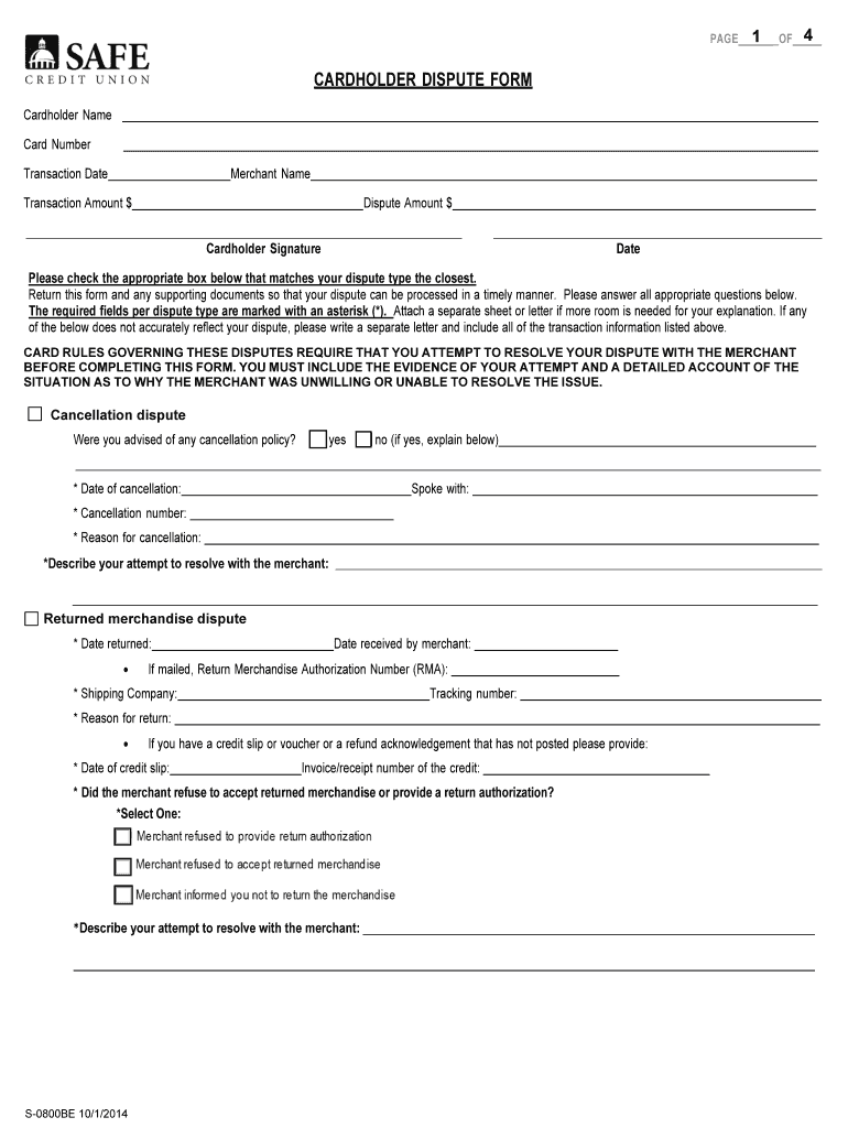 Fillable Online Cardholder Dispute Form Fax Email Print - pdfFiller
