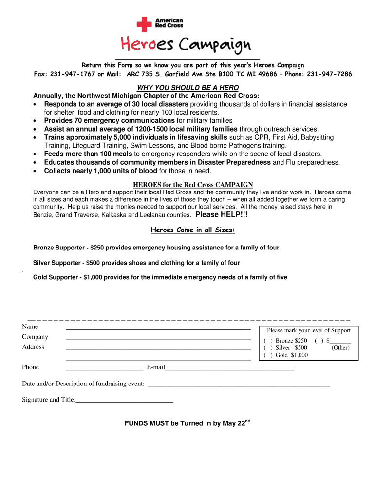 Fillable Online Heroes Campaign Support Form Fax Email Print - pdfFiller
