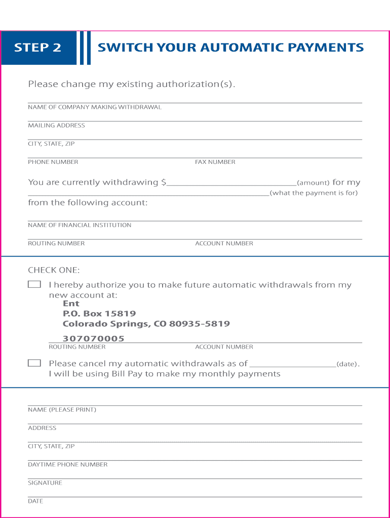 Automatic Payment form: Fill out & sign online | DocHub