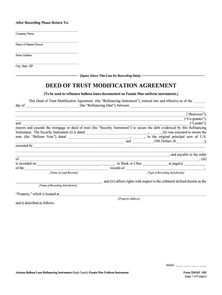 Deed of Trust Modification Agreement: Fill out & sign online | DocHub
